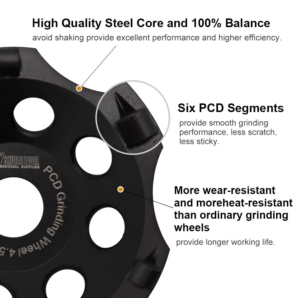 SHDIATOOL Diamond Hexagonal PCD Grinding Cup Wheel 1pc or 2pcs Dia 4.5 ...