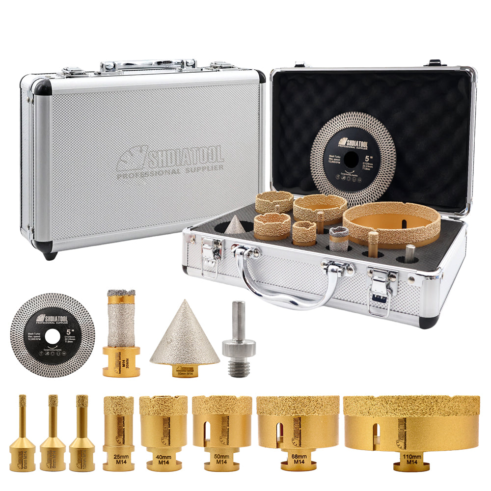 Shdiatool Diamond Core Drill Bits 12pcs/Kit Ceramic Tile Hole Saw Set ...