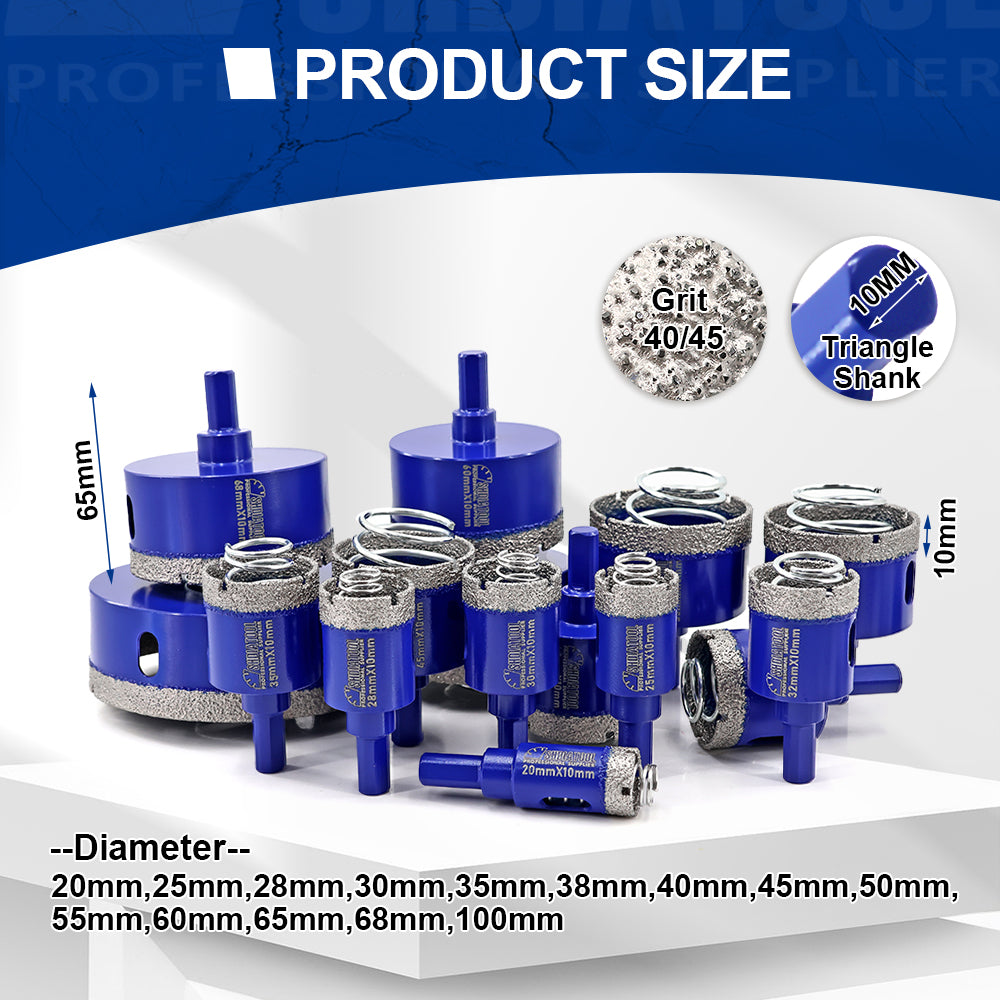 SHDIATOOL 20-100MM Diamond Triangle Shank Drill Core Bits with Spring ...