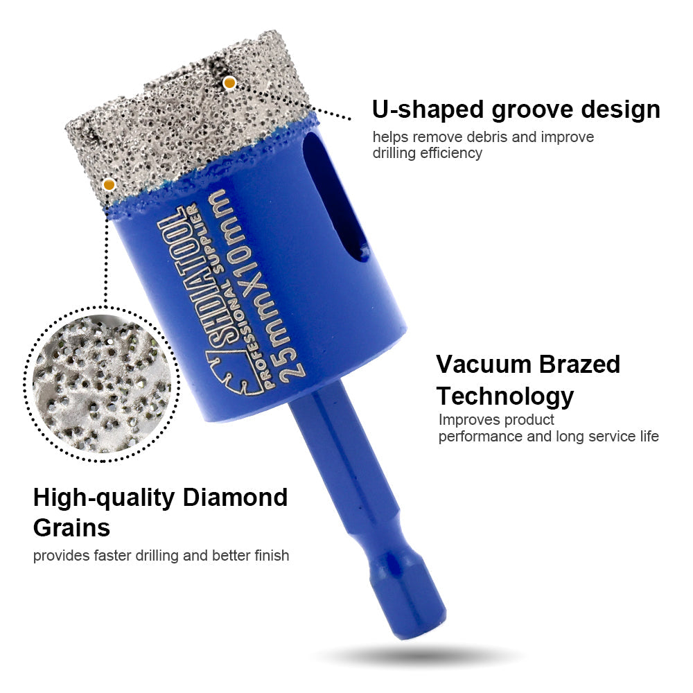 SHDIATOOL Diamond Drilling Core Bit 2pcs 20/25mm Granite Marble Ceramic ...