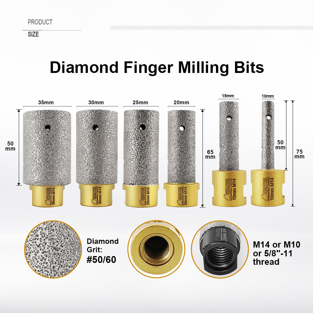 SHDIATOOL Diamond Finger Bits 5/8-11 or M14 Thread for Porcelain Hard ...