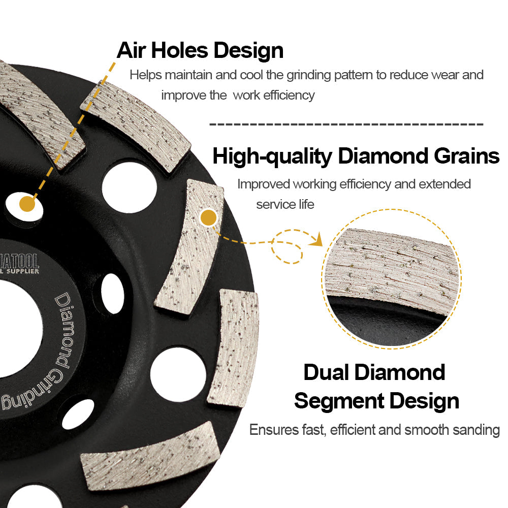 SHDIATOOL Diamond Grinding Cup Wheel 1pc 4.5/5" Concrete Masonry Marble ...