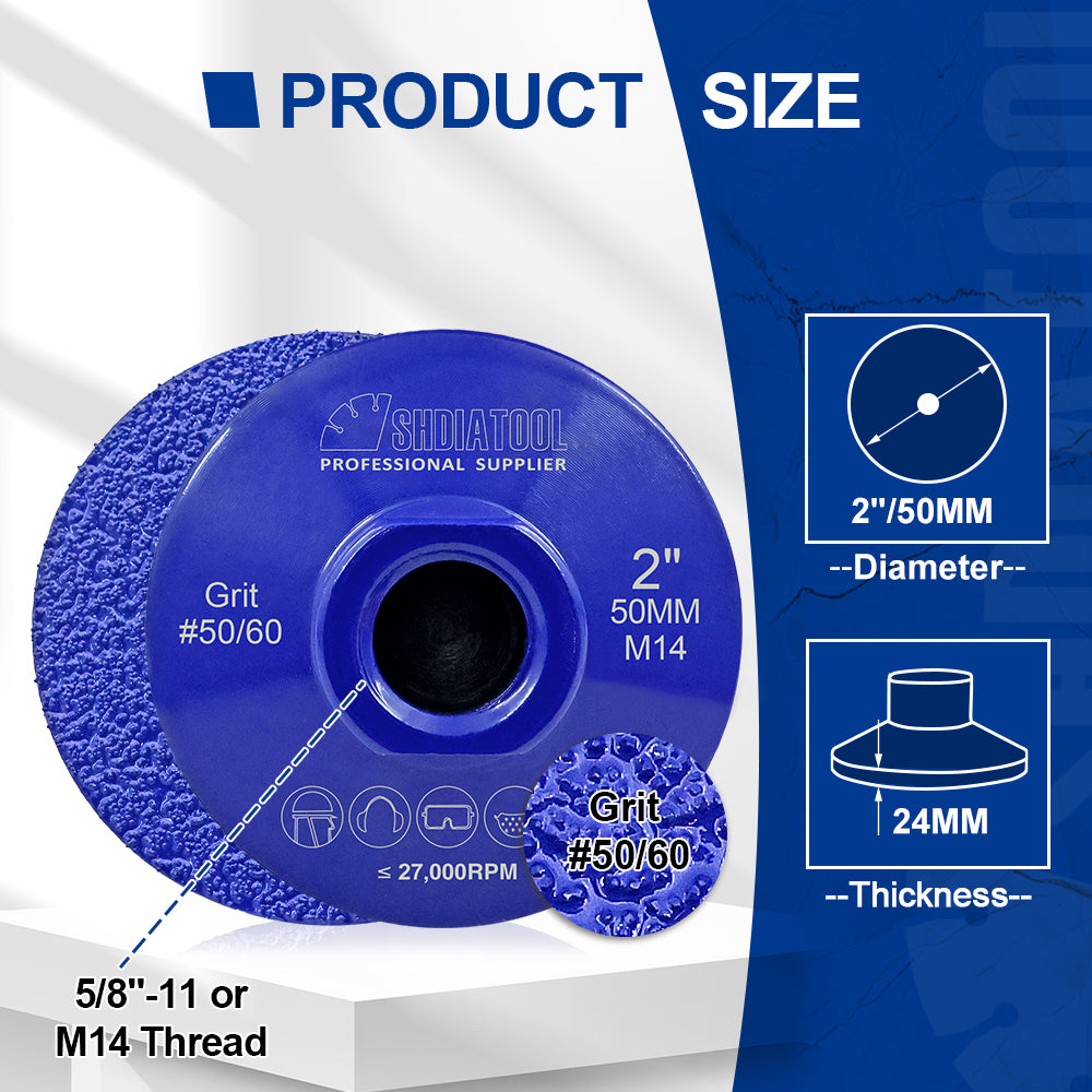Shdiatool 2 inch Vacuum Brazed Flat Grinding Wheel for Granite Marble ...
