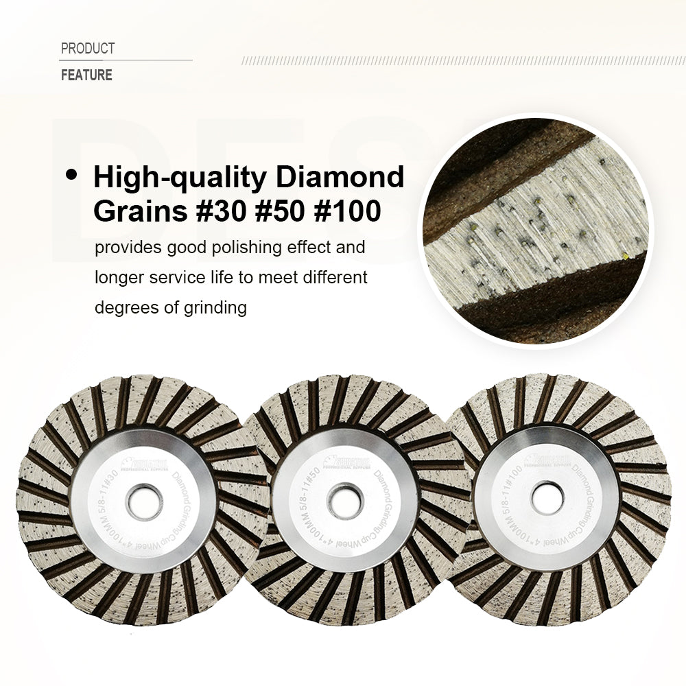 SHDIATOOL Diamond Turbo Cup Wheel with Aluminum Body for Granite Marble ...